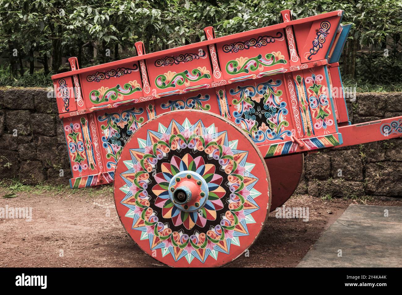 Colorful painted ox cart, La Paz Waterfall Gardens, Alajuela Province ...