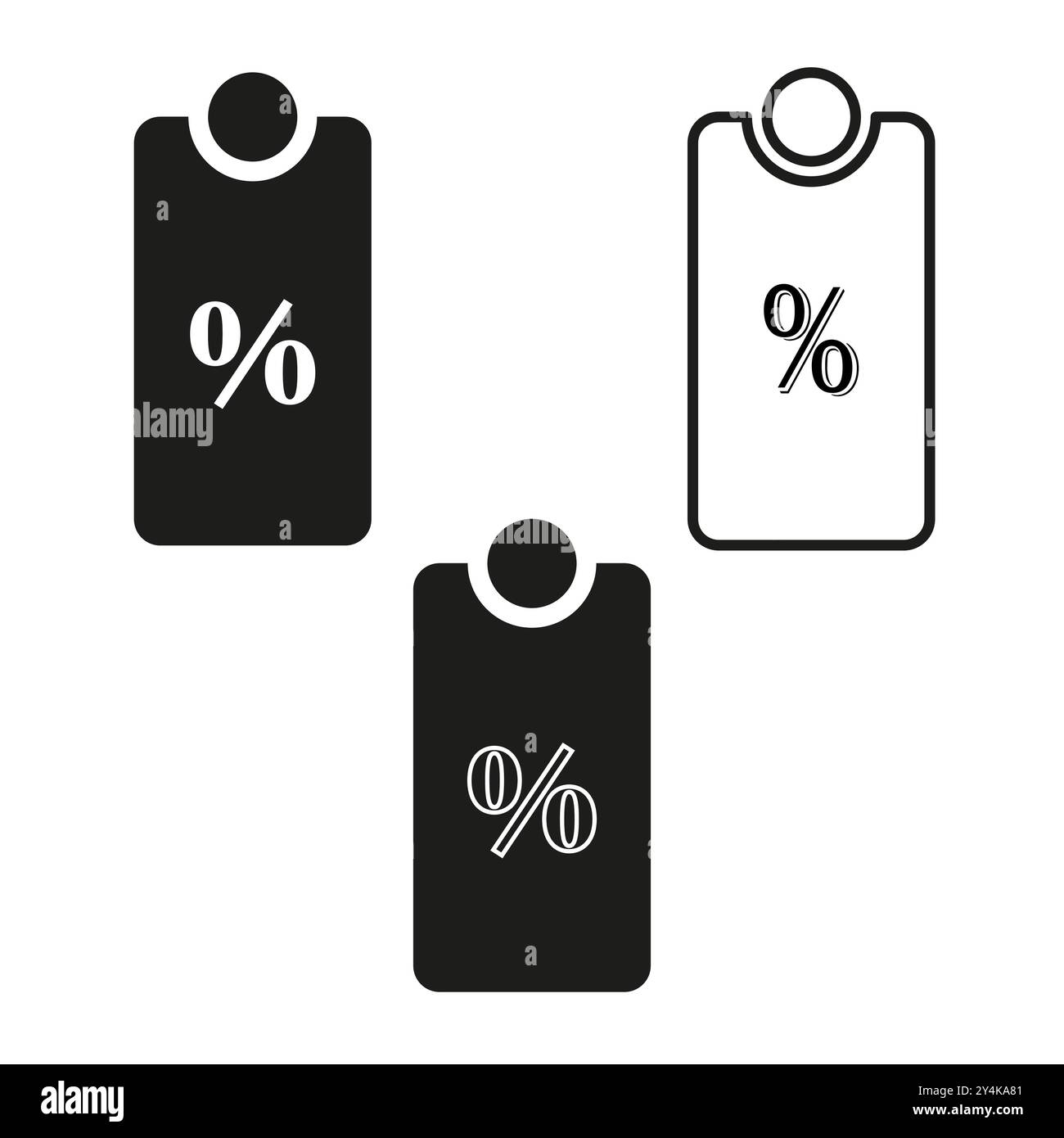 Percentage discount icons. Minimalist black and white design. Three ...