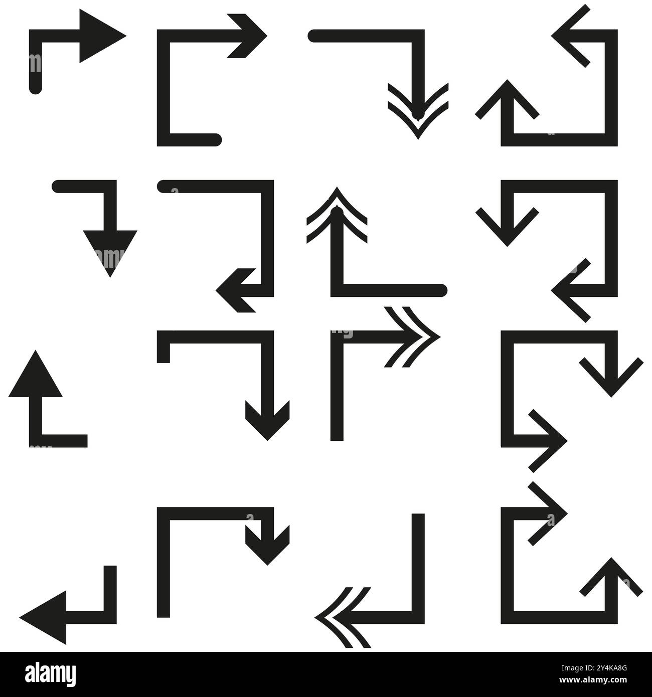 Arrow corner icons. Directional arrow set. Simple arrow collection. Vector black arrows Stock ...