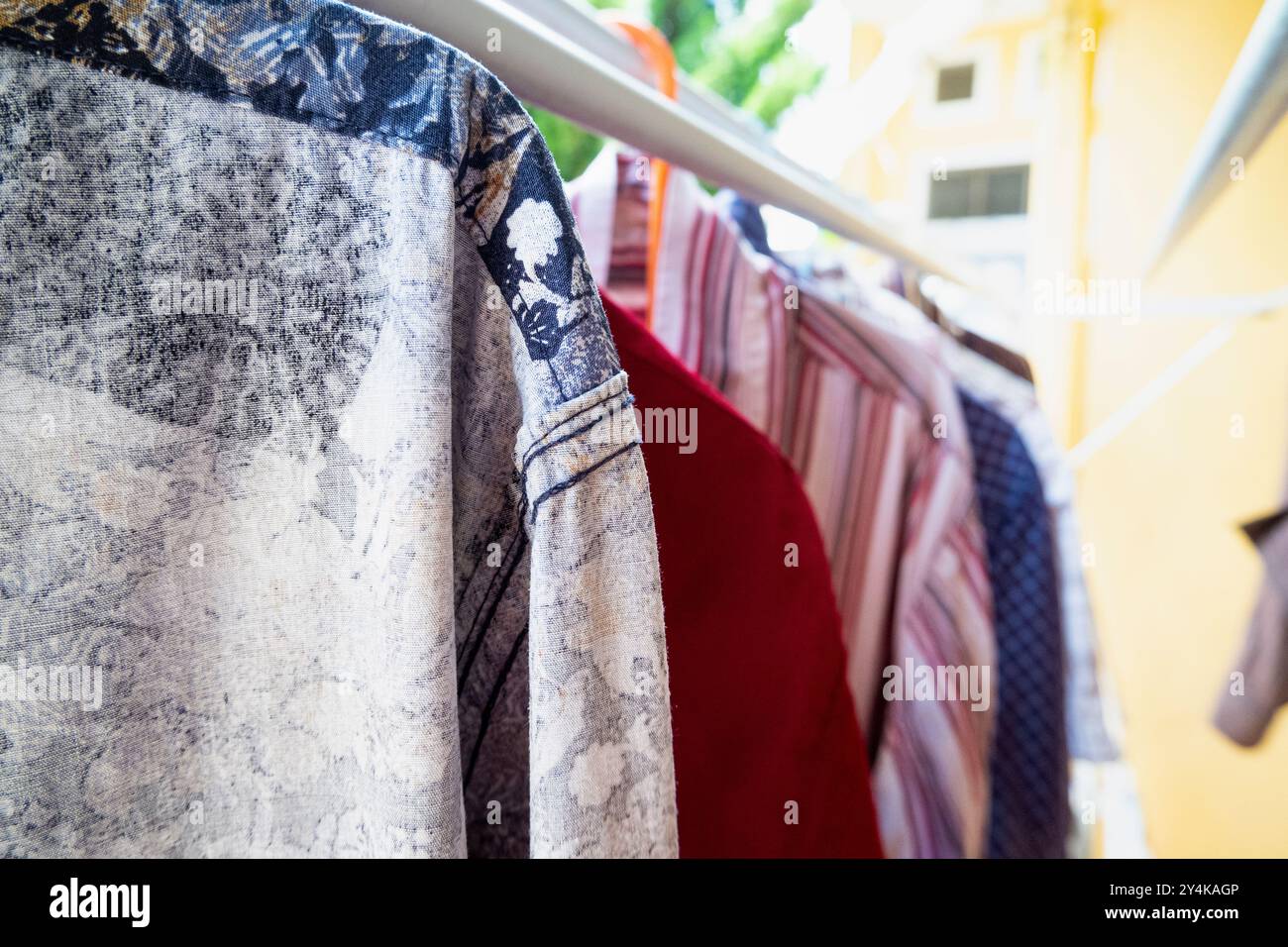 Clothes are hung to dry in the drying area Stock Photo - Alamy