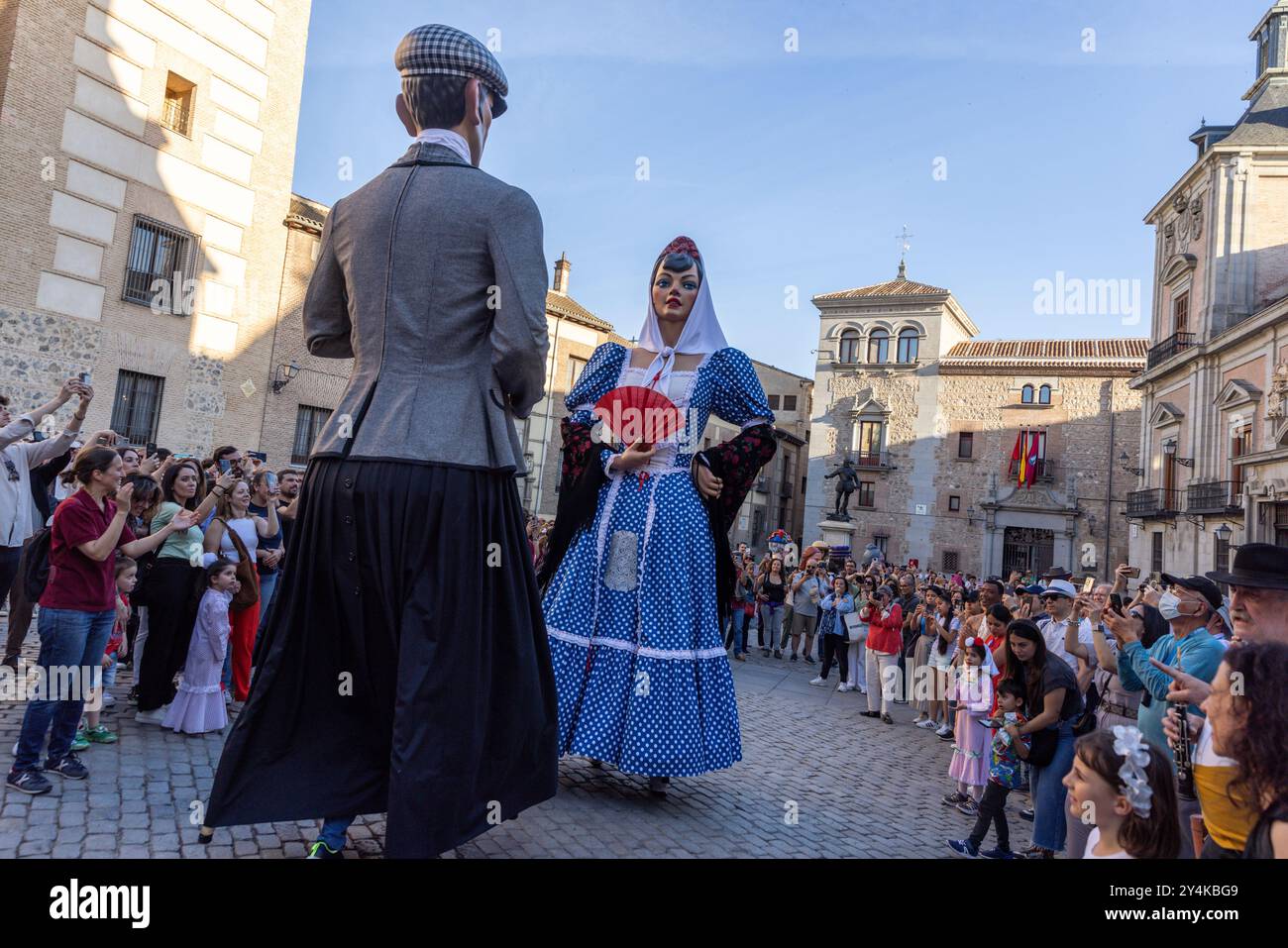Giant puppets take part in the Festival of San Isidro in the streets of ...