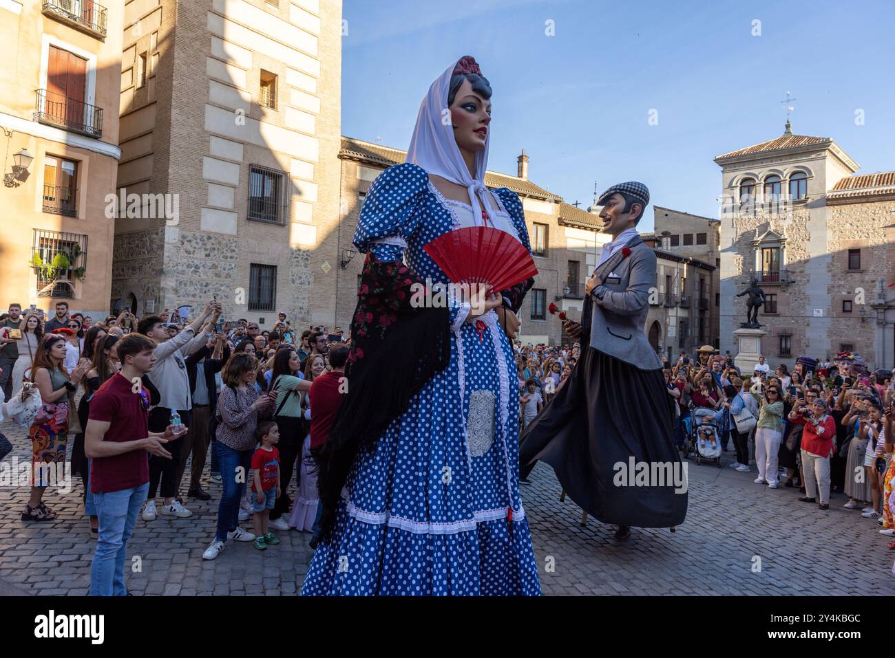 Giant puppets take part in the Festival of San Isidro in the streets of ...