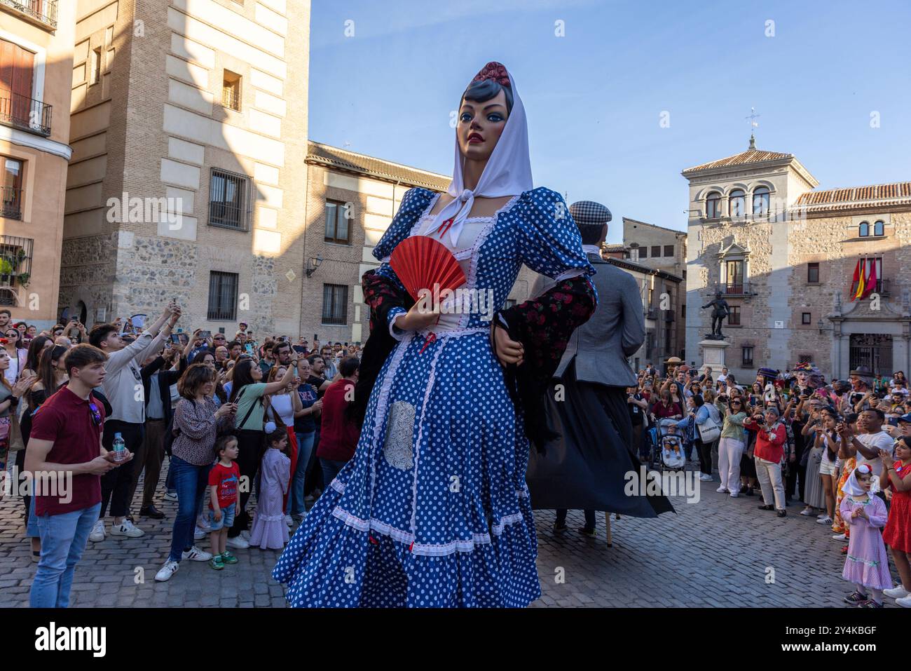 Giant puppets take part in the Festival of San Isidro in the streets of ...