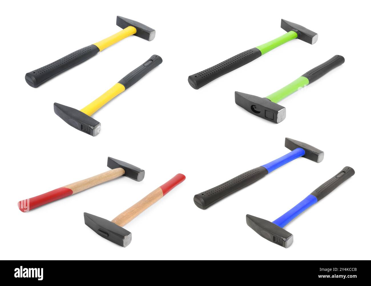 Collage with different hammers on white background Stock Photo - Alamy