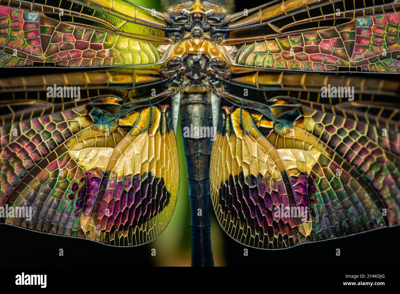 Macro photography of a dragonfly showing the detail and pattern on its ...