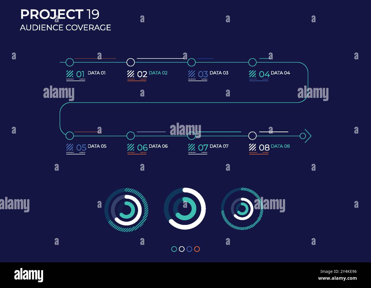 Coverage audience business analysis charts in color. Vector ...