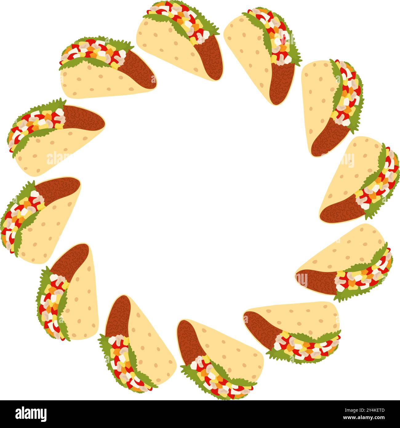 Taco with salsa sauce and meat Traditional Mexican fast food Round ...