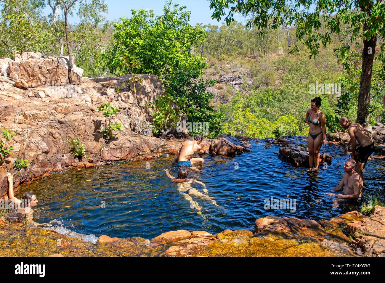 Swimming at the top of Tjaetaba Falls Stock Photo - Alamy