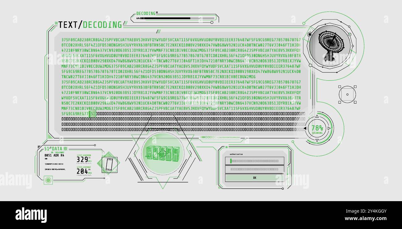 Radio telescope data processing interface with text decoding Stock Vector Image & Art - Alamy