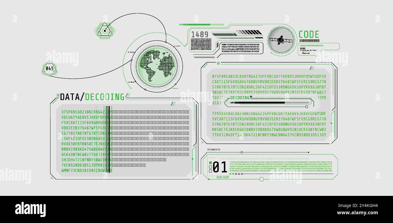 Futuristic HUD design of satellite data decoding program Stock Vector ...
