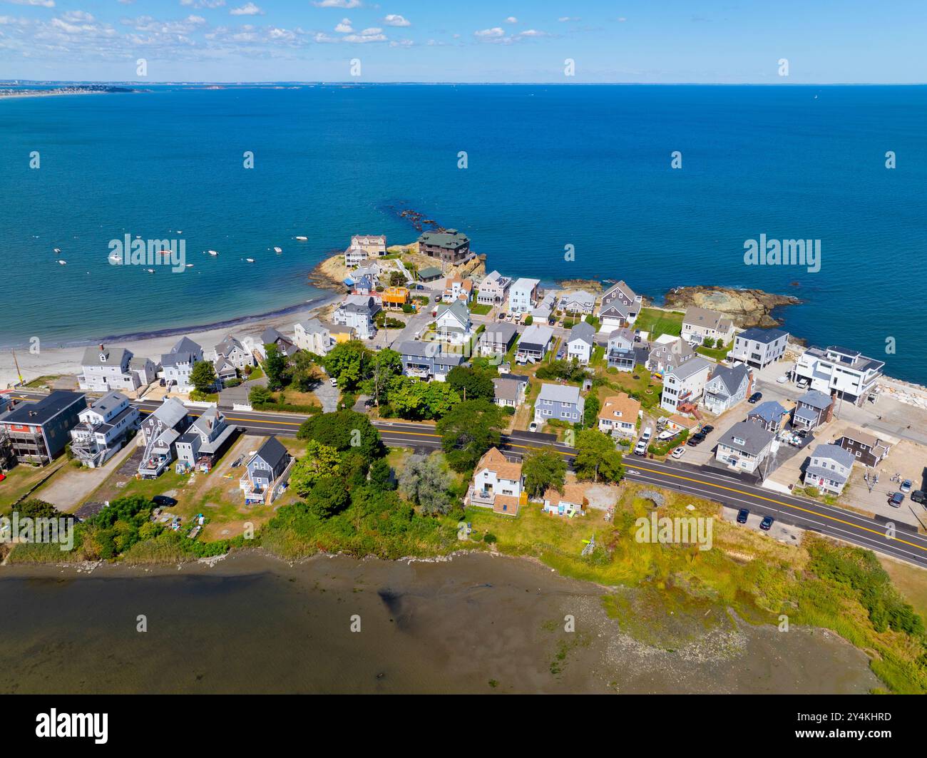 Cape at Gunrock Beach and Hull coast aerial view on Atlantic Avenue in ...