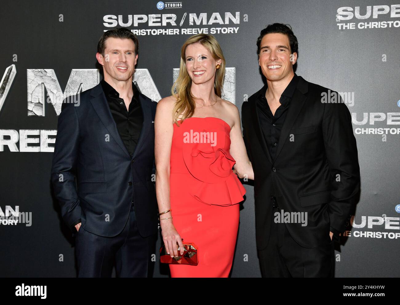 Matthew Reeve, left, Alexandra Reeve Givens and Will Reeve attend the ...