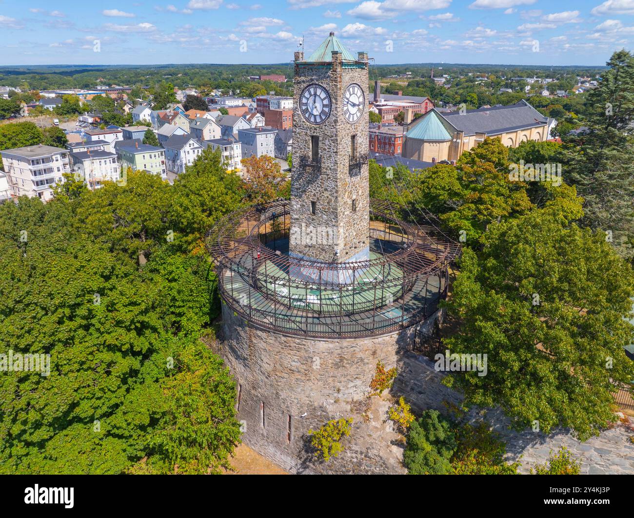 Cogswell Tower aerial view at Jenks Park at the historic city center of ...