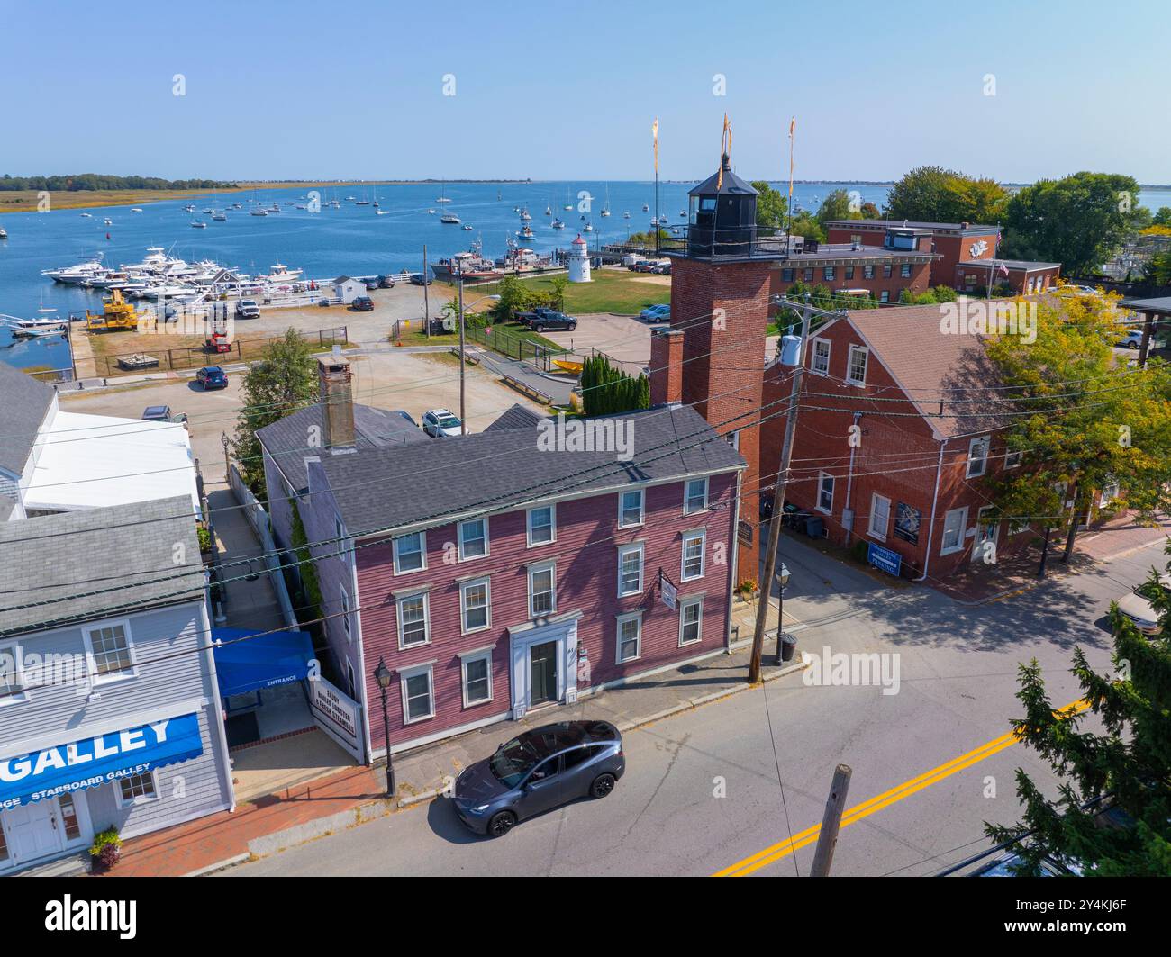 Newburyport Harbor Rear Range Lighthouse aerial view on Water Street in ...