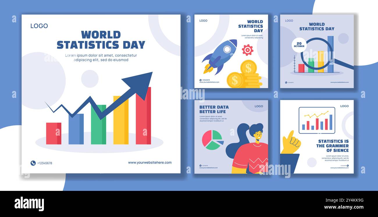 Statistics Day Social Media Post Flat Cartoon Hand Drawn Templates ...