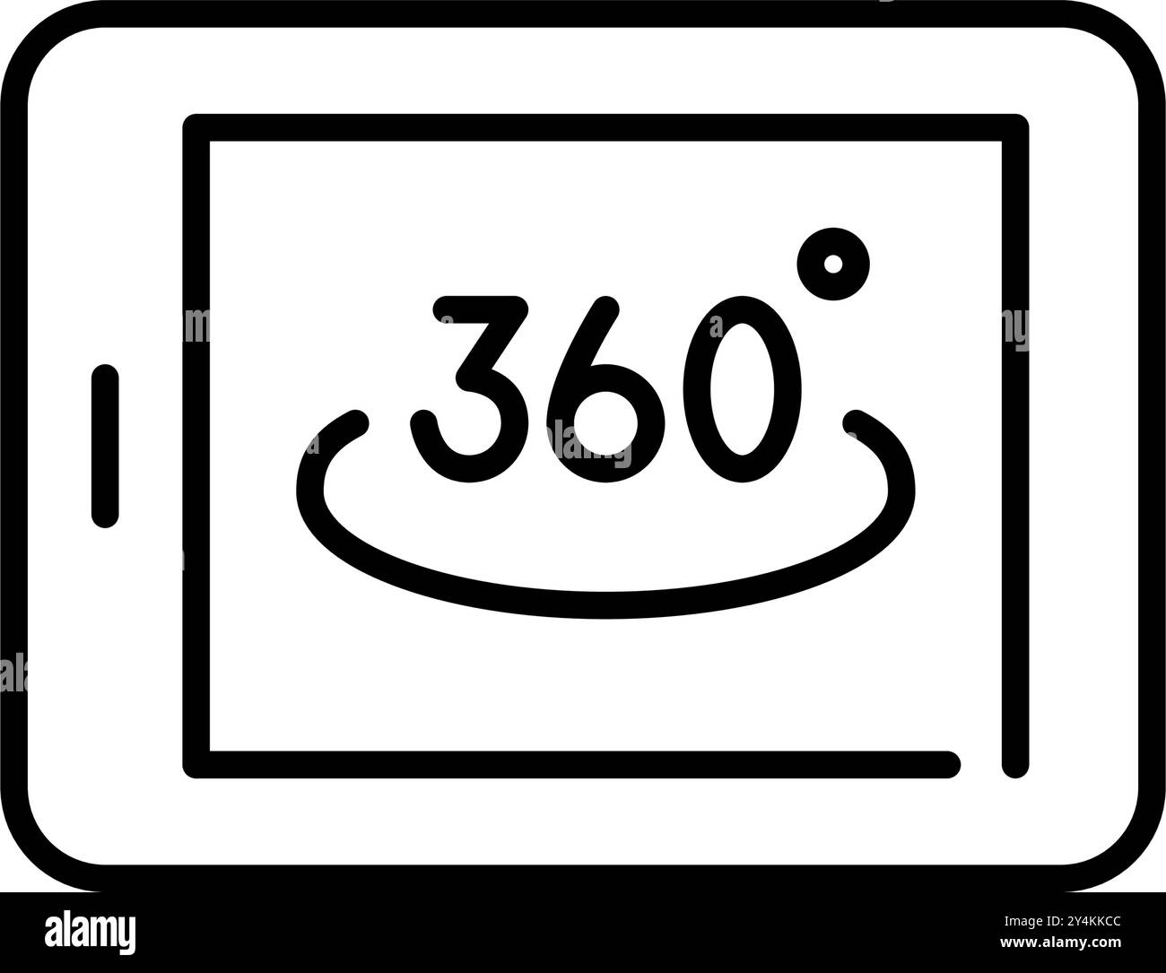 Electronic tablet with 360 degree symbol on it. Immersive digital ...