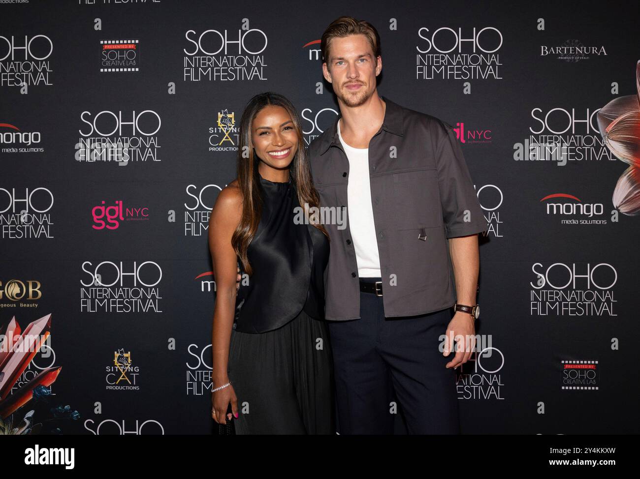 Juliene Santos, left, and Isaac Nevrla attend the premiere of "The ...