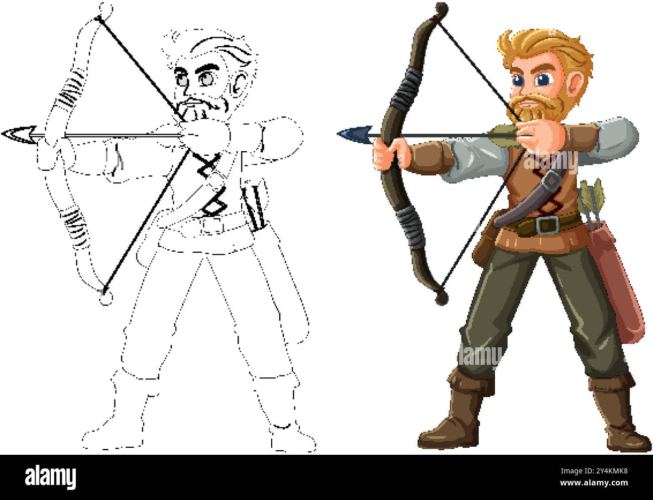 Illustration of a man aiming with a bow Stock Vector Image & Art - Alamy