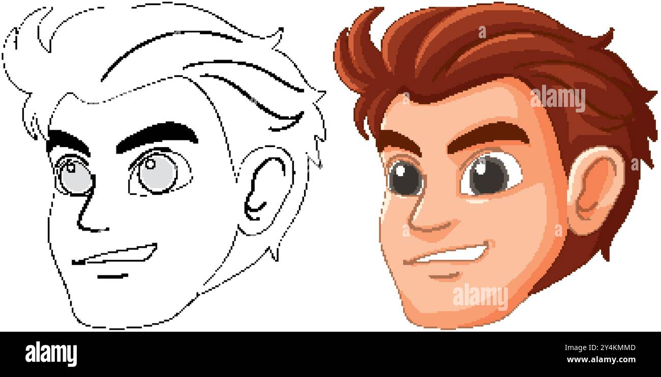 Two versions of a smiling cartoon face Stock Vector Image & Art - Alamy