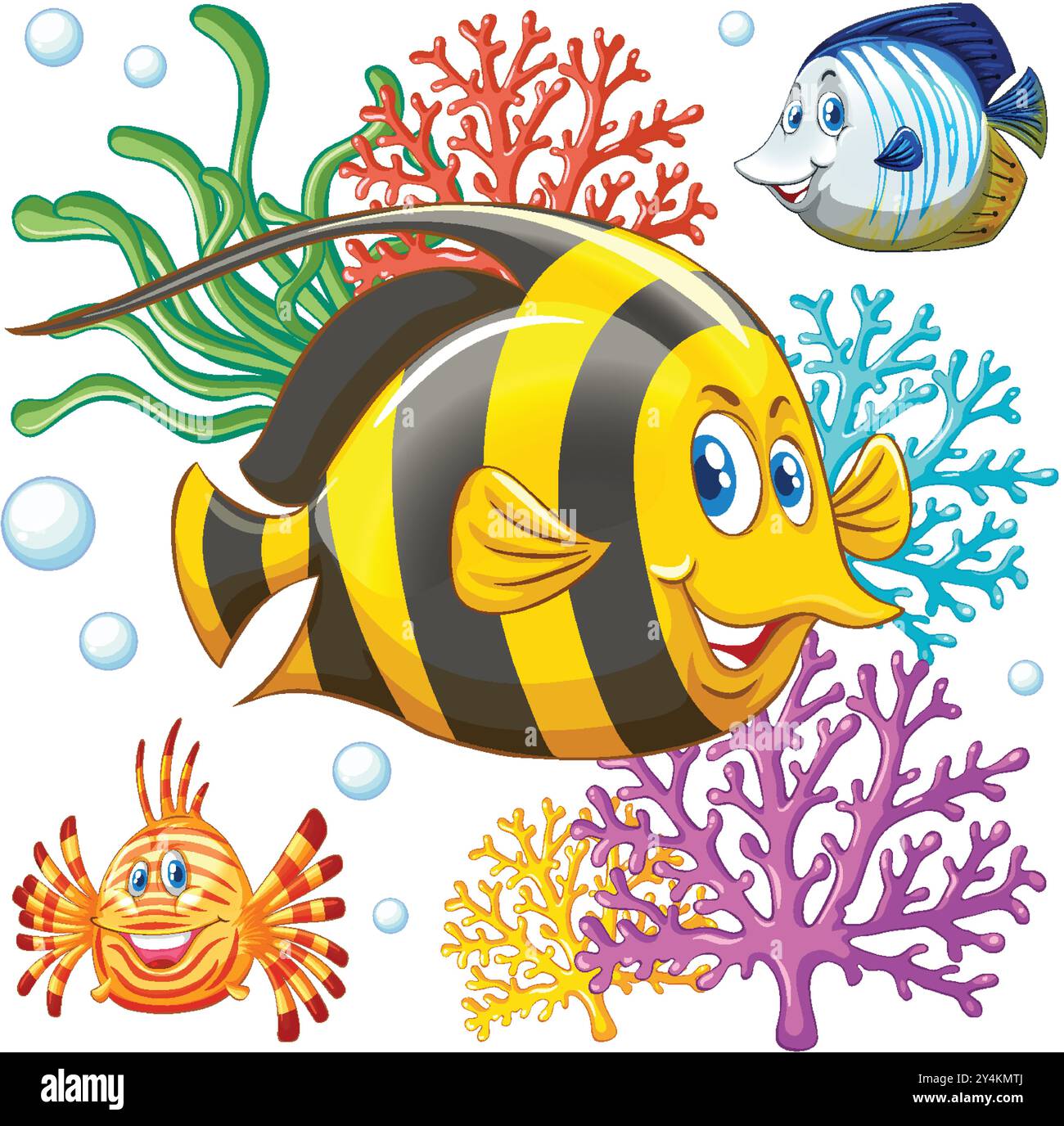 Vibrant fish swimming among colorful coral reefs Stock Vector Image ...