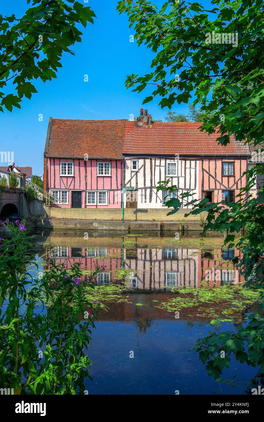 17th Century timber-framed cottages by River Colne, Riverside Walk ...