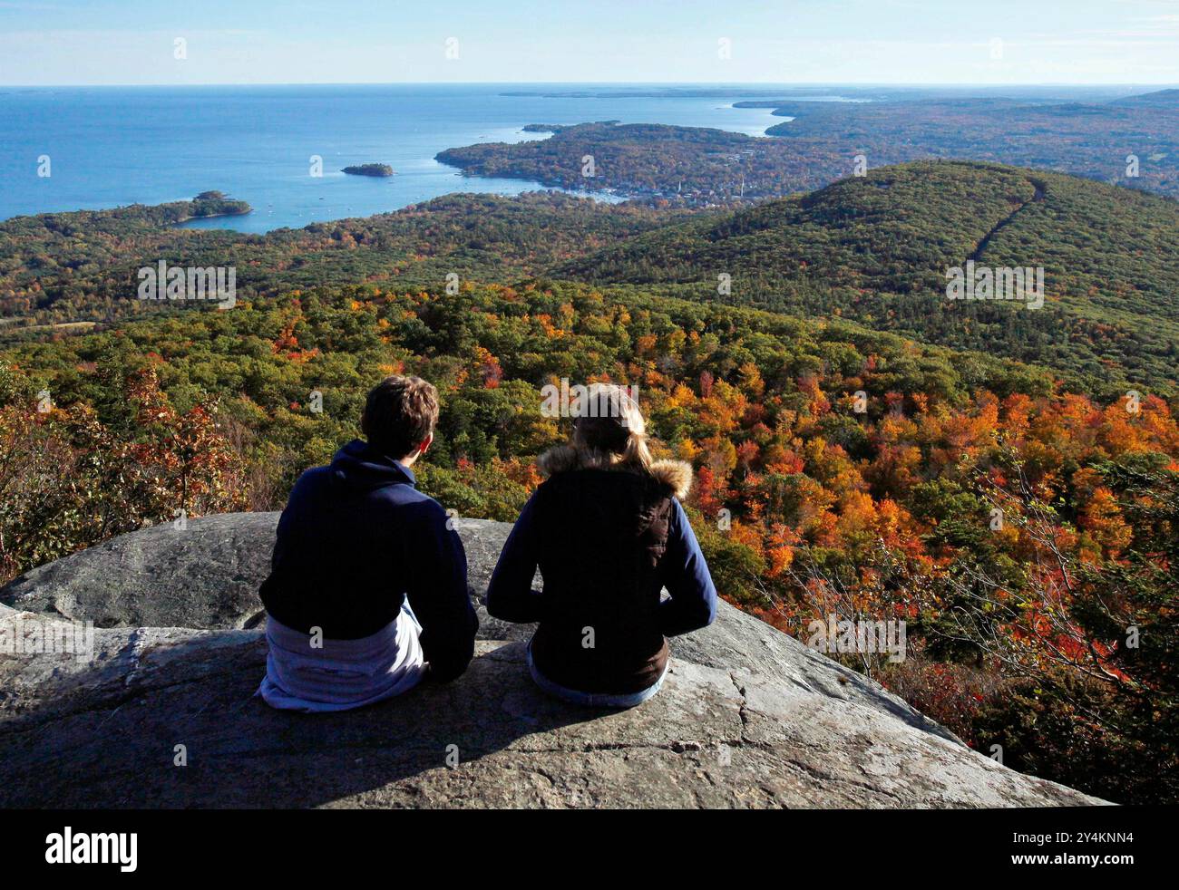 FILE - A couple takes in the view from the ocean lookout ledges of ...