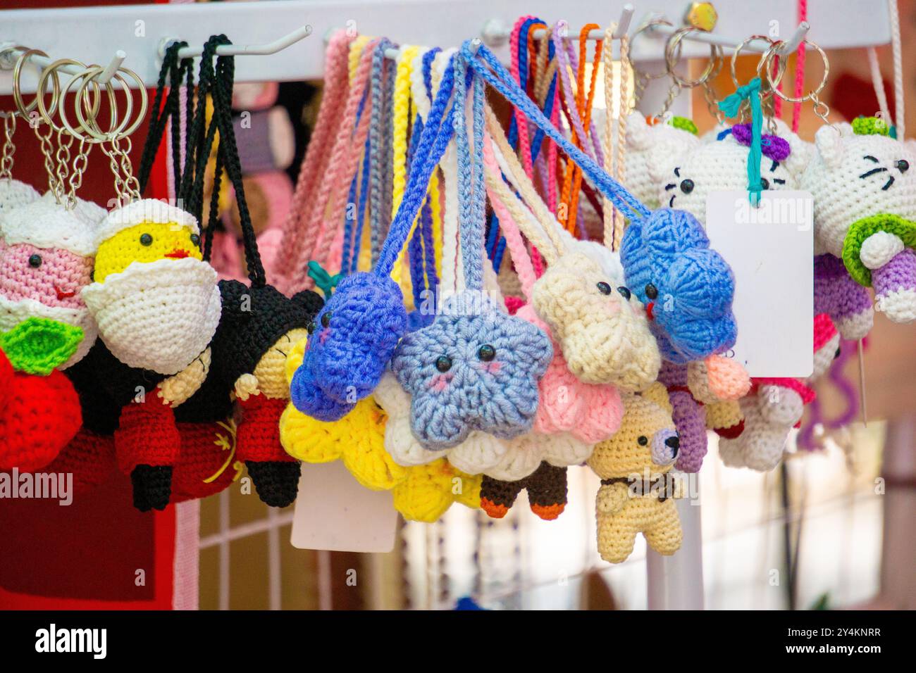 Key chains, knitted products made by hand made manually with various ...