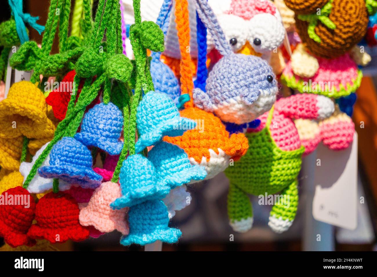 Key chains, knitted products made by hand made manually with various ...