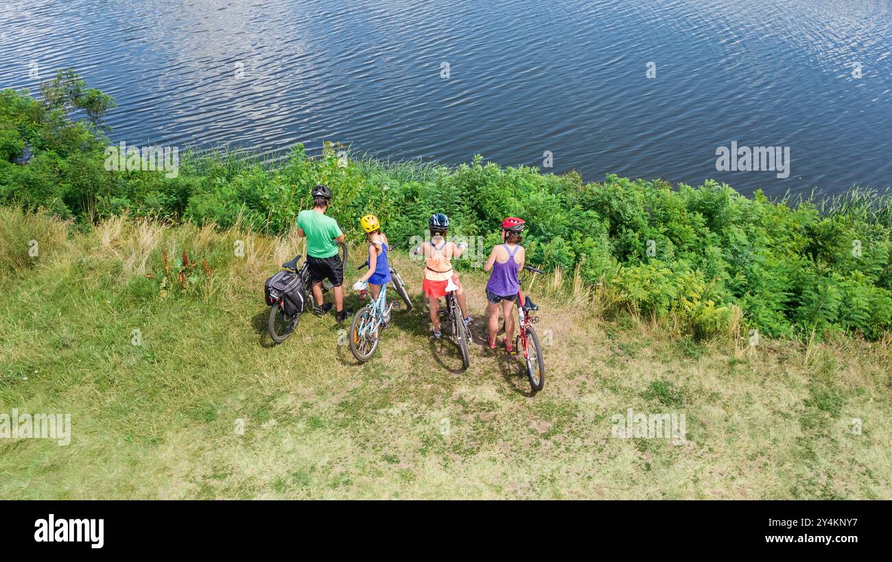 Aerial view man woman cycling hi-res stock photography and images - Alamy