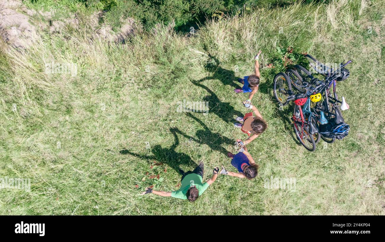 Aerial view man woman cycling hi-res stock photography and images - Alamy