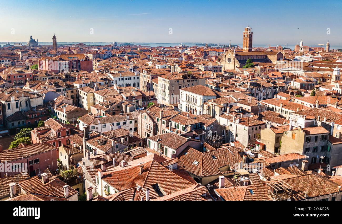 Venice city Grand Canal and houses aerial drone view, Venice island ...