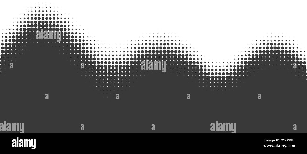 Dotted wave background. Halftone abstract vector gradient. Particle flow fade. Textured fluid ...