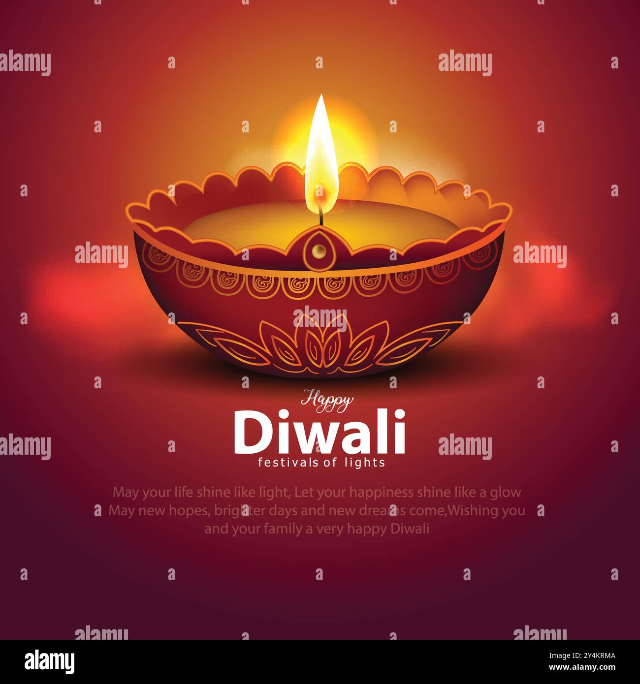 happy Diwali. Indian festivals of light with outline Diya. vector ...