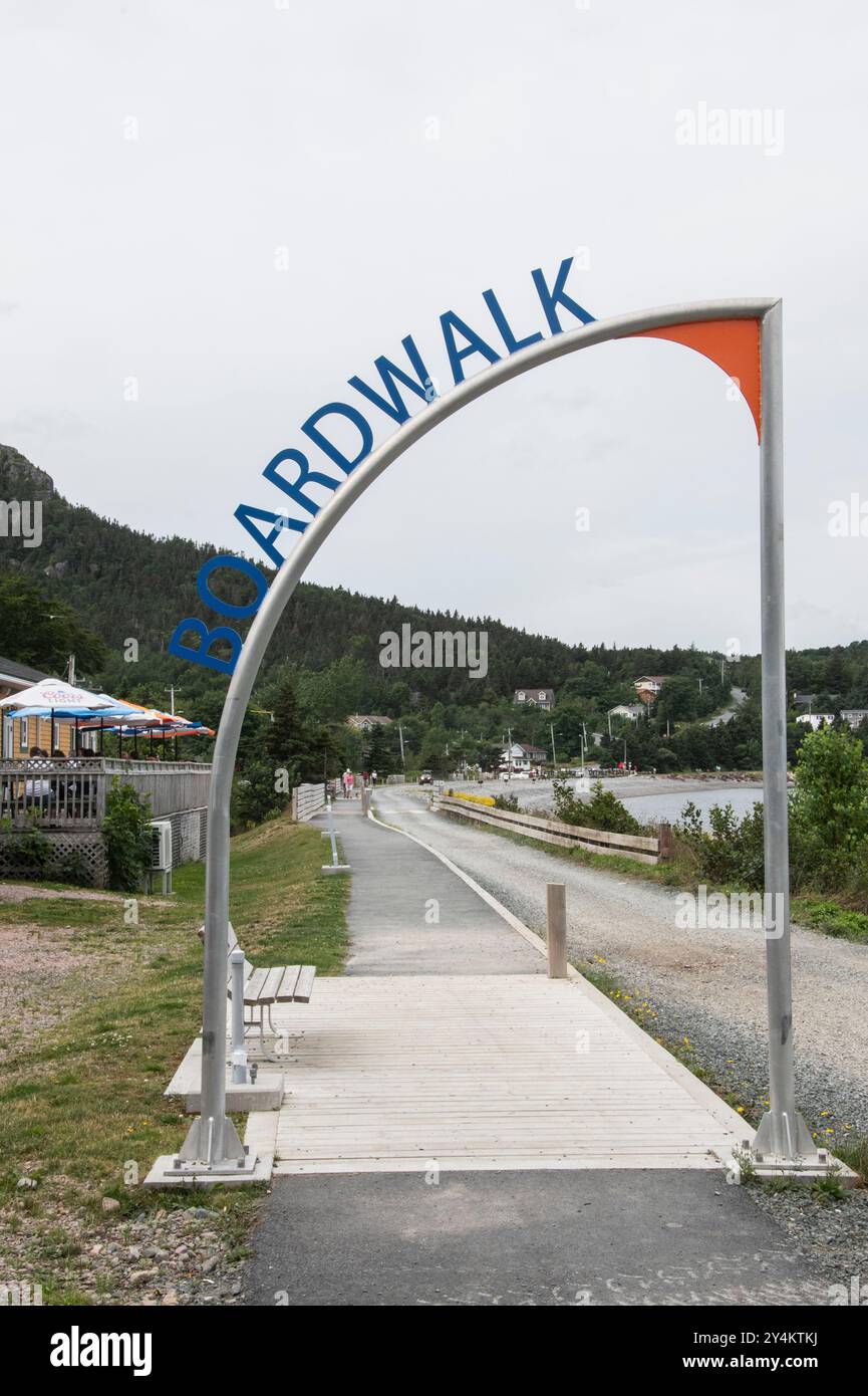 Boardwalk sign at the beach on Conception Bay highway in Holyrood ...