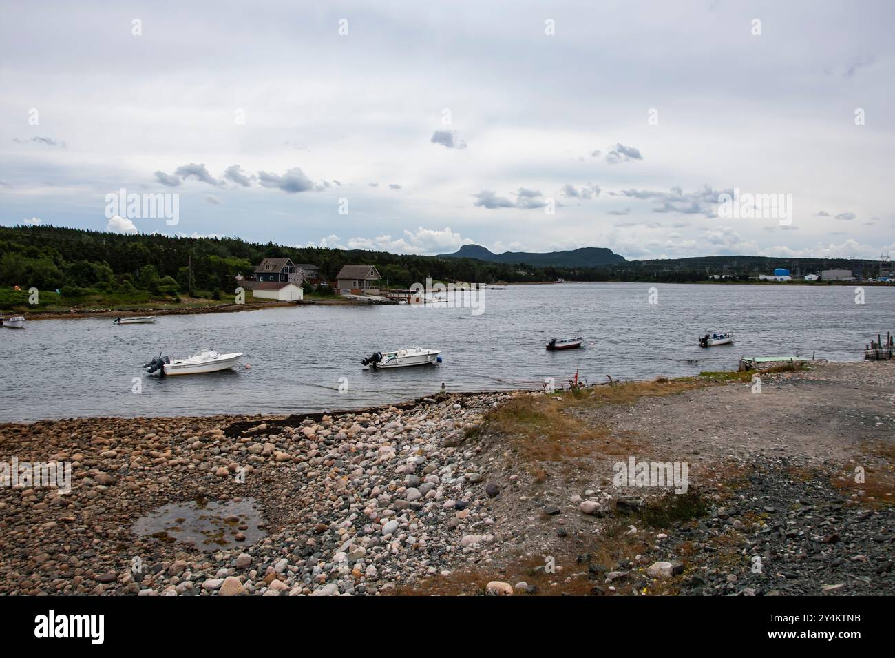 Boats anchored on Indian Pond in Seal Cove, Conception Bay South ...