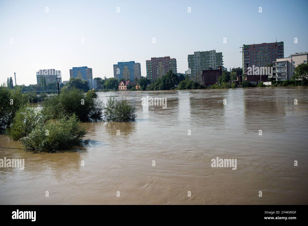 Olawa, Poland. 18th Sep, 2024. Dangerously high Odra river and ...