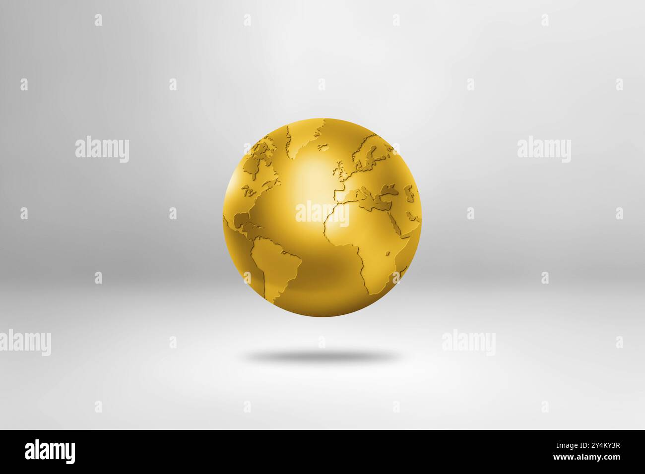 Gold world globe isolated on white background. 3D illustration Stock ...