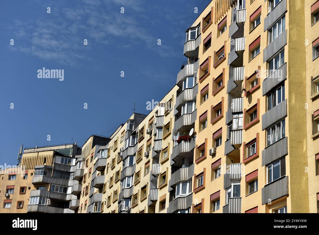 Worn out apartment building from the communist era. Traditional ...
