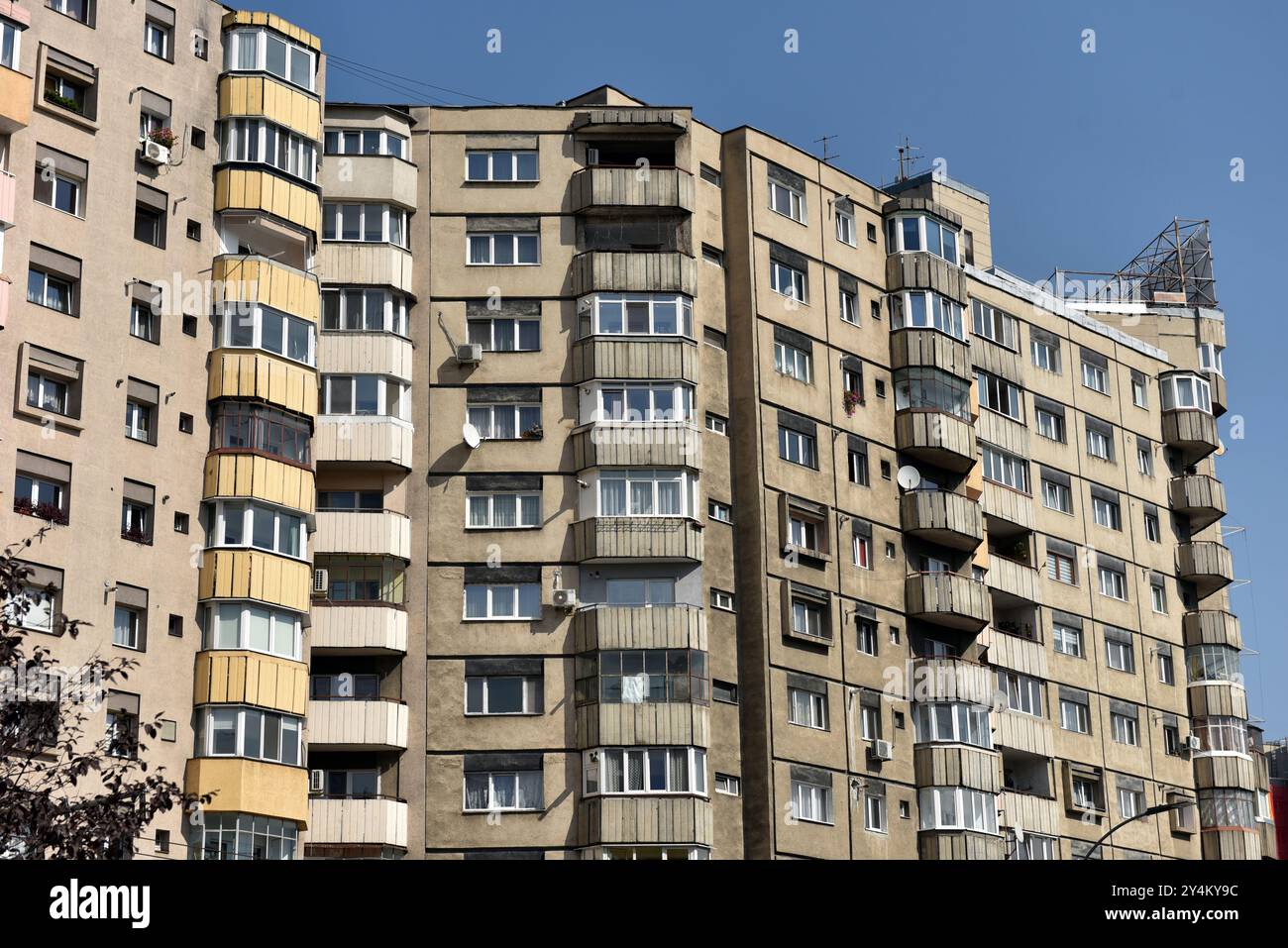 Worn out apartment building from the communist era. Traditional ...