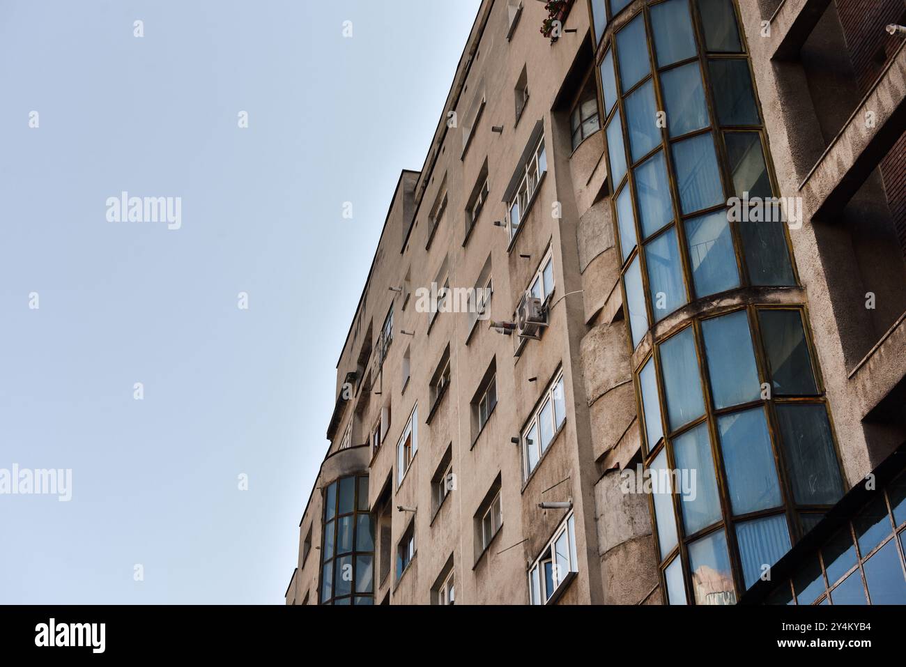 Flat of blocks from Communist period, worn out concrete buildings in ...