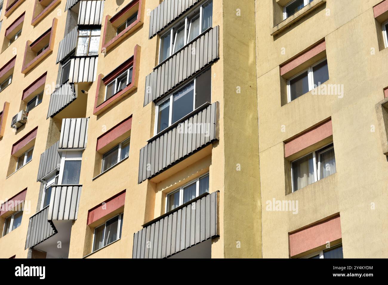 Flat of blocks from Communist period, worn out concrete buildings in ...