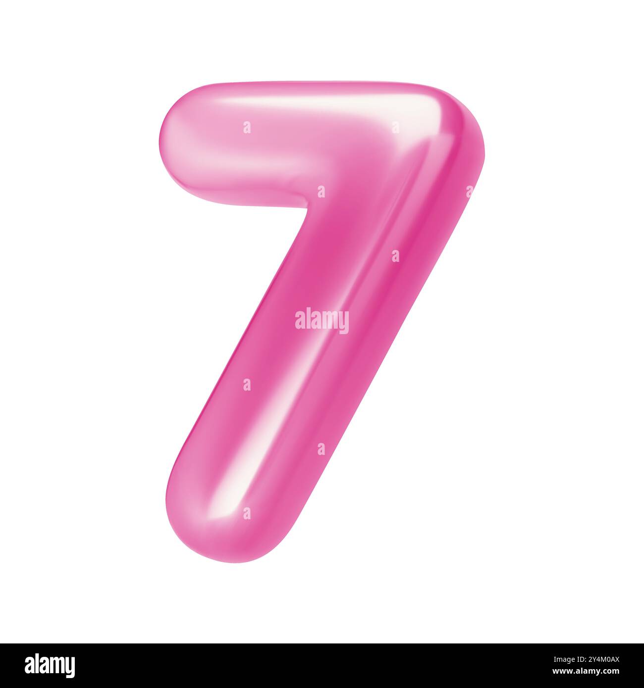 Number pink 7. Foil and chrome balloon number seven in 3d style ...