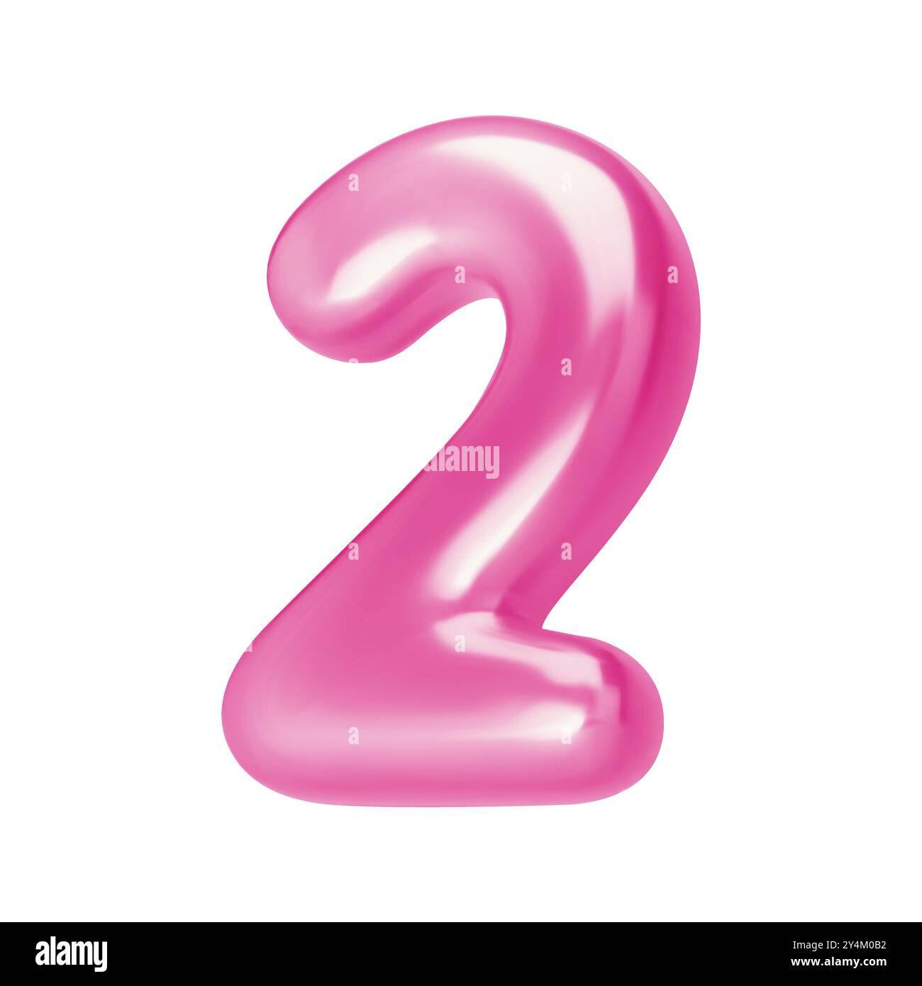 Number pink 2. Foil and chrome balloon number two in 3d style ...