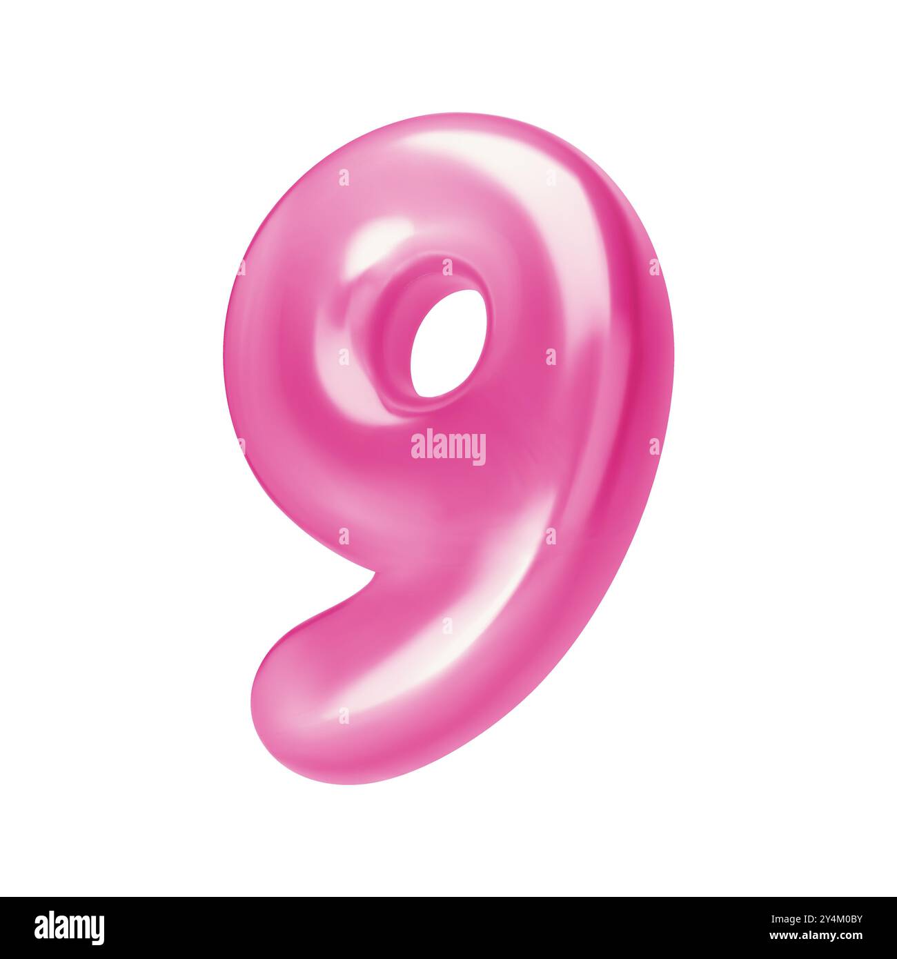 Number pink 9. Foil and chrome balloon number nine in 3d style ...
