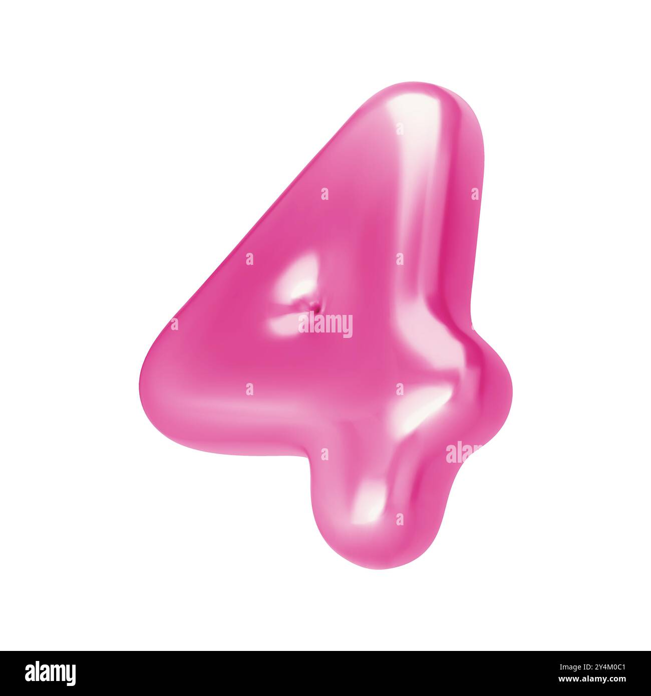 Number pink 4. Foil and chrome balloon number four in 3d style ...