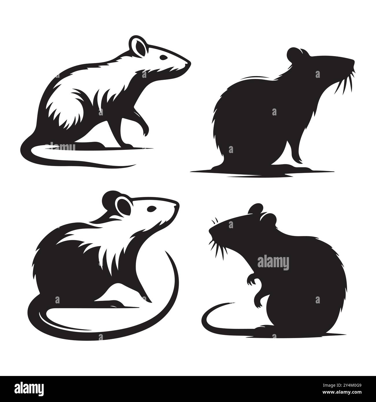 Set of rat silhouette vector on a white background Stock Vector Image ...