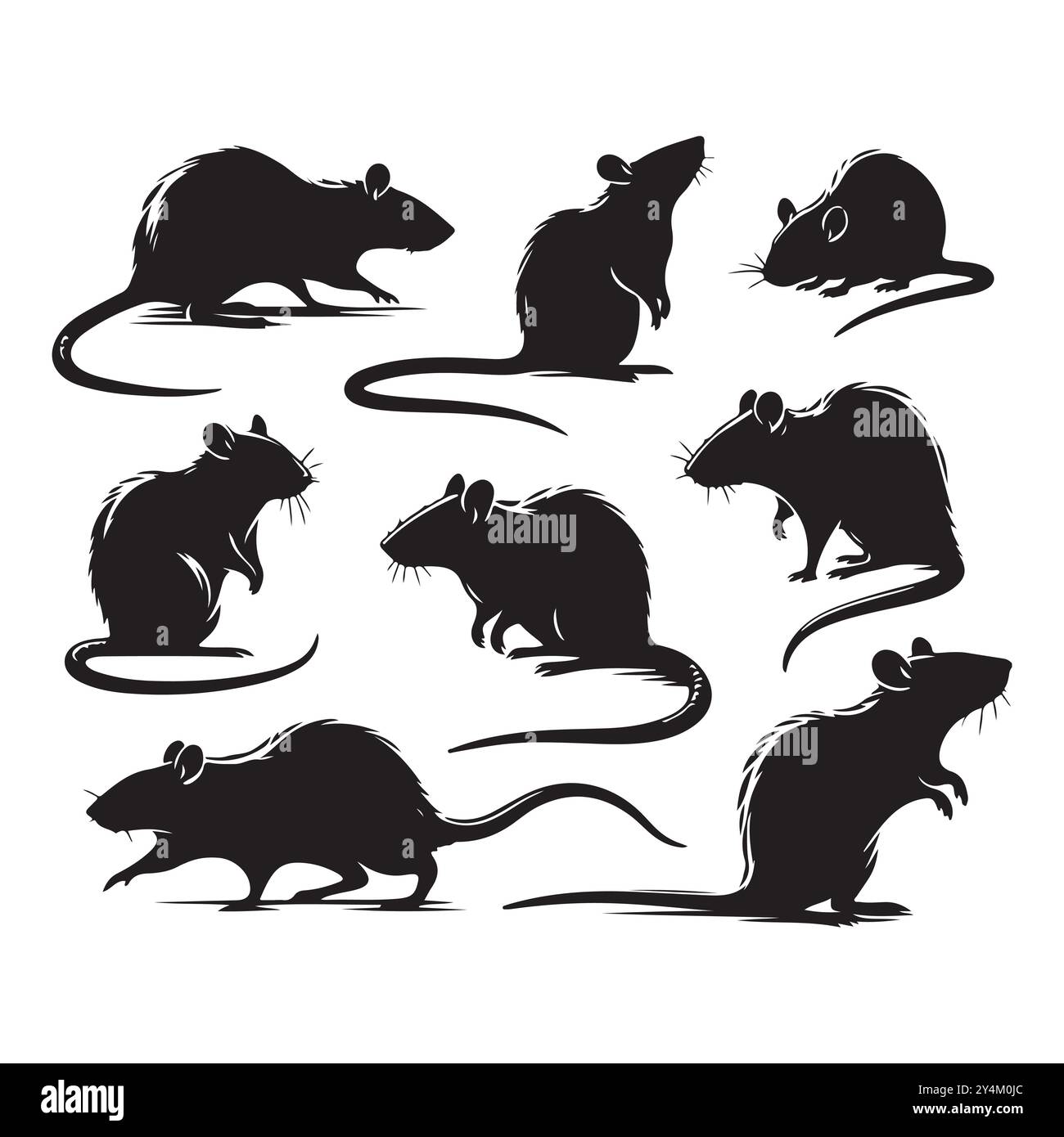 Set of rat silhouette vector on a white background Stock Vector Image ...