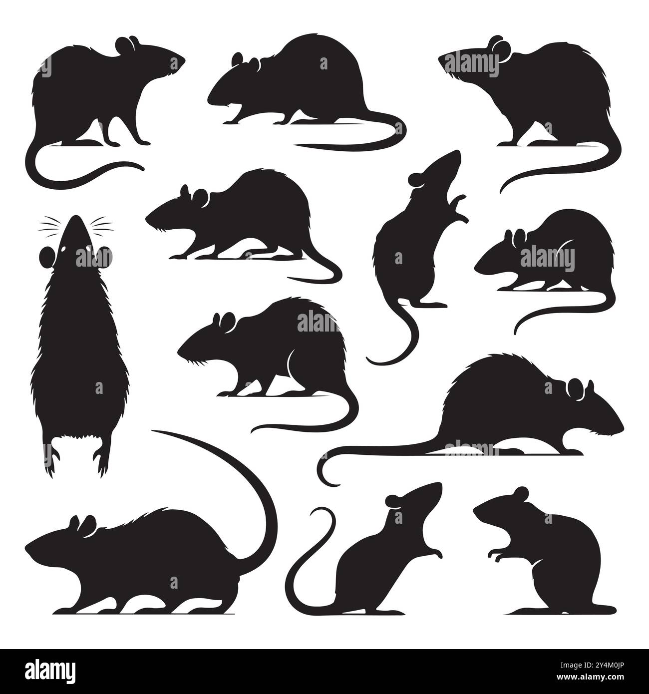 Set of rat silhouette vector on a white background Stock Vector Image ...