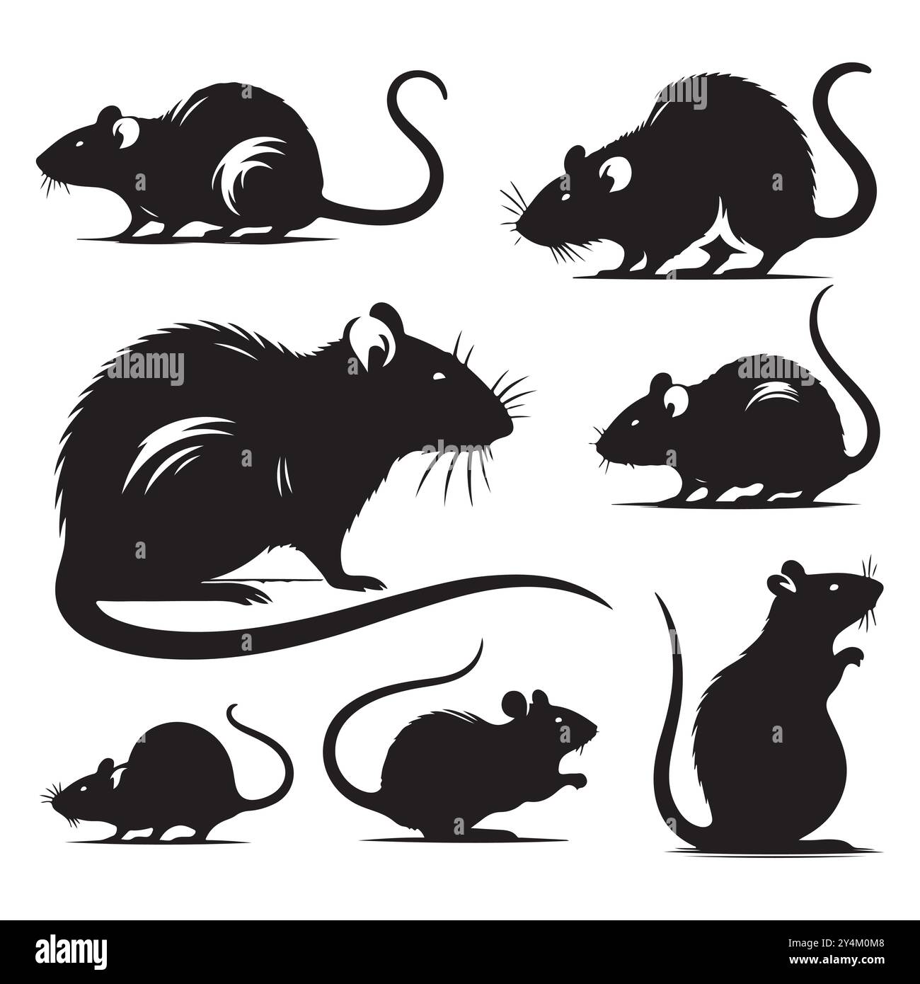Set of rat silhouette vector on a white background Stock Vector Image ...