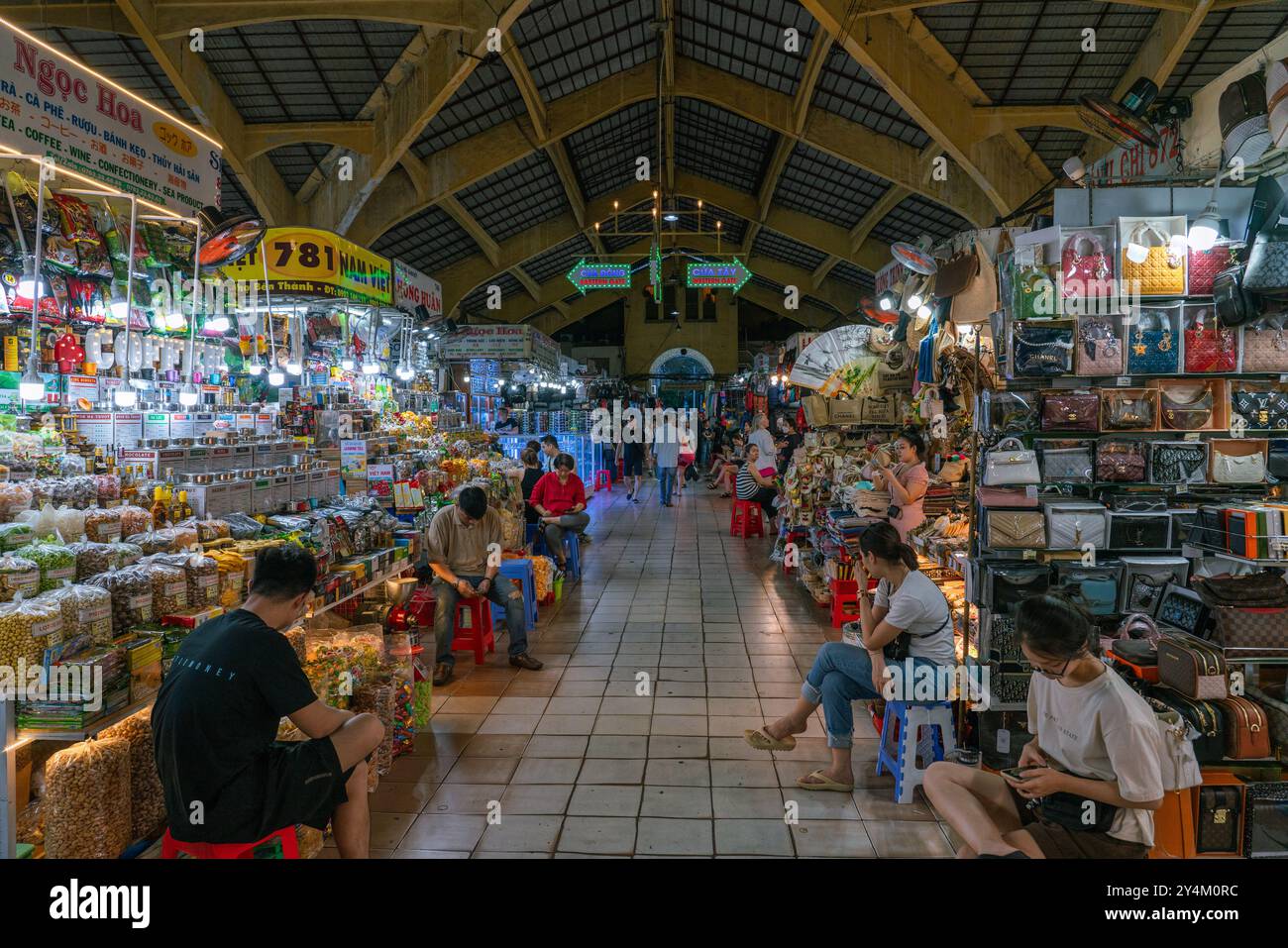 This is the interior of Ben Thanh Market, a famous indoor market and ...